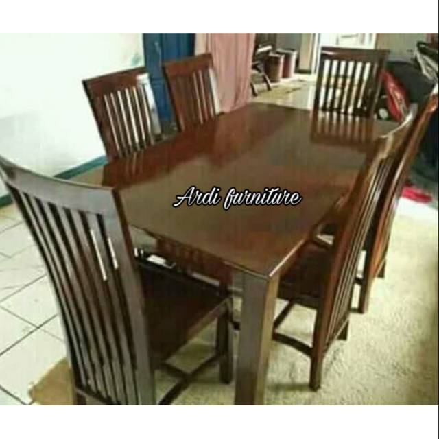 Jual Meja makan 6 kursi balero minimalis kayu jati ukir jepara | Shopee Indonesia