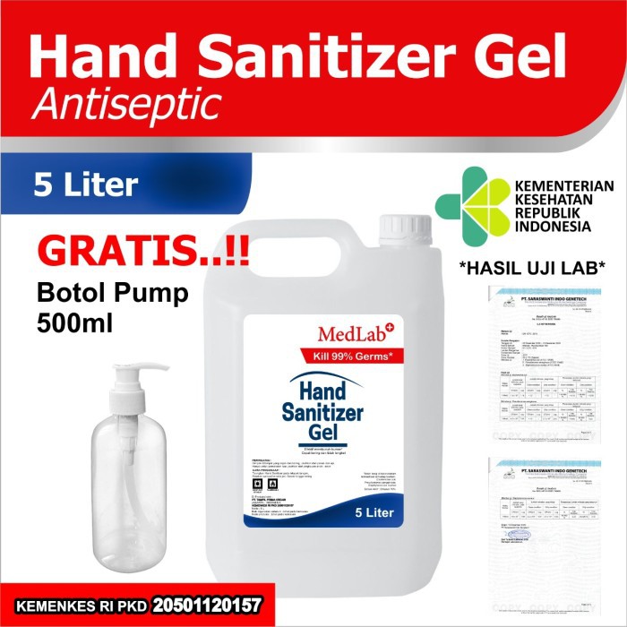 Jual GRAB IT FAST Hand sanitizer GEL 5 liter MedLab antiseptik new Formula | Shopee Indonesia