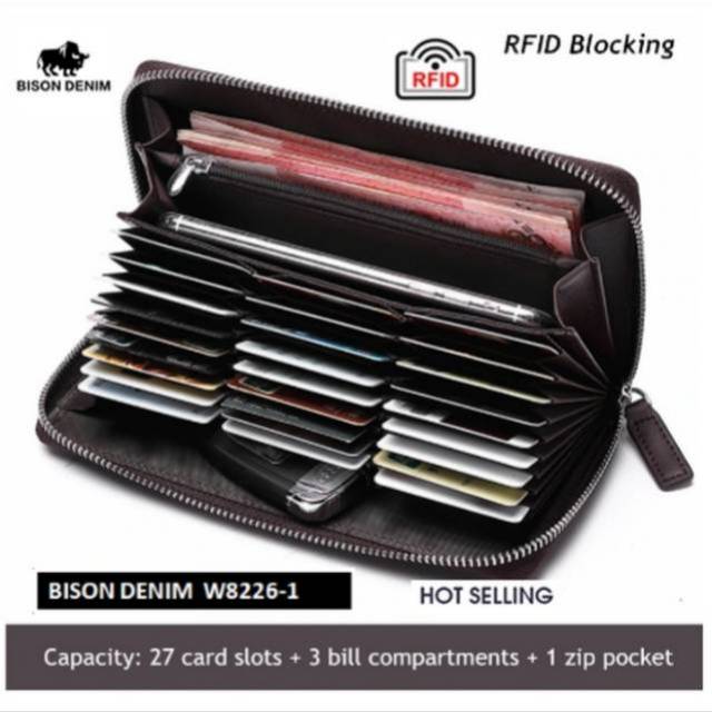 Jual DOMPET PANJANG PRIA BISON DENIM ORIGINAL RFID PASPOR ZIPPER ...