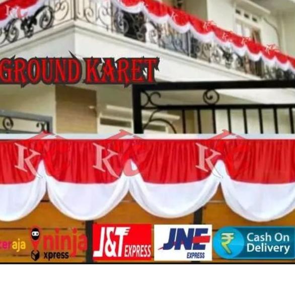 Jual Bendera Background Merah Putih 5 Gelombang Pakai Karet Bahan Velez | Shopee Indonesia
