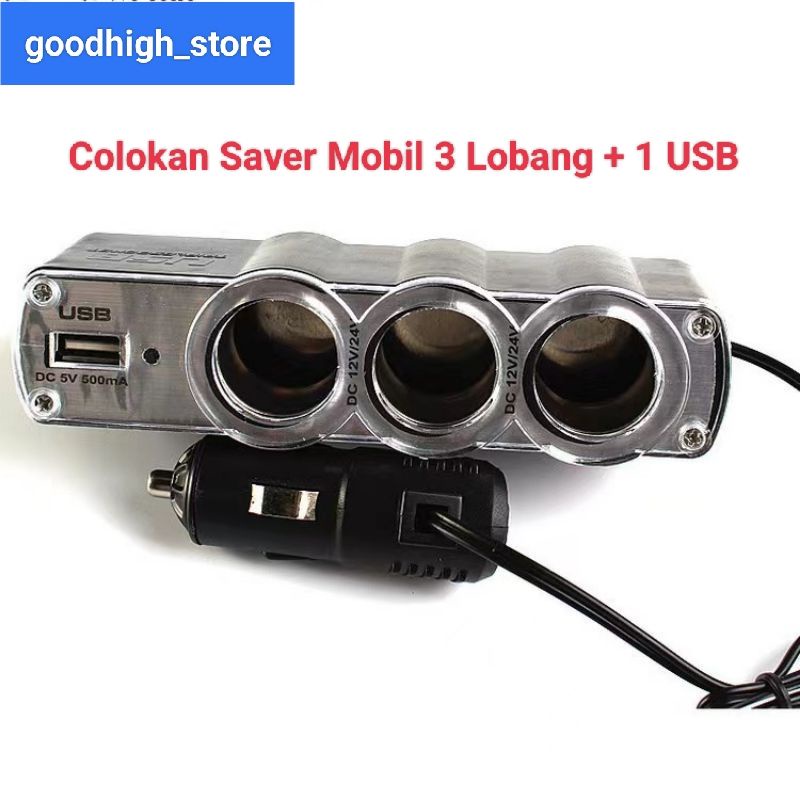 Jual Colokan Charger saver mobil 3lobang plus usb / 4in1 | Shopee Indonesia