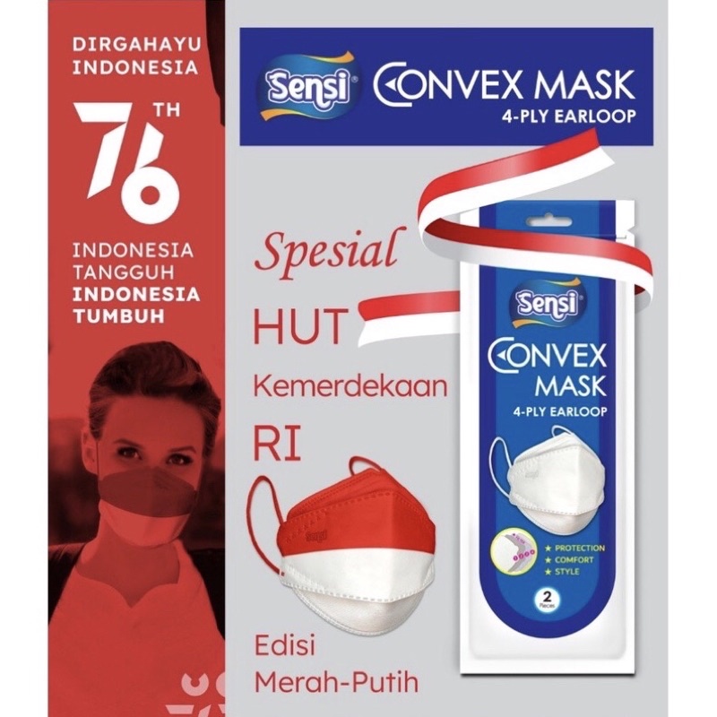 Jual Buy 20 Free 2 - Sensi Convex Mask 4-Ply Earloop HUT Kemerdekaan RI ...