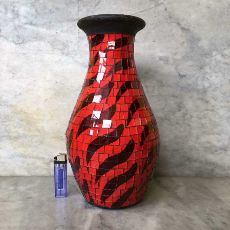 Jual Vas bunga unik mozaik kaca merah | Shopee Indonesia