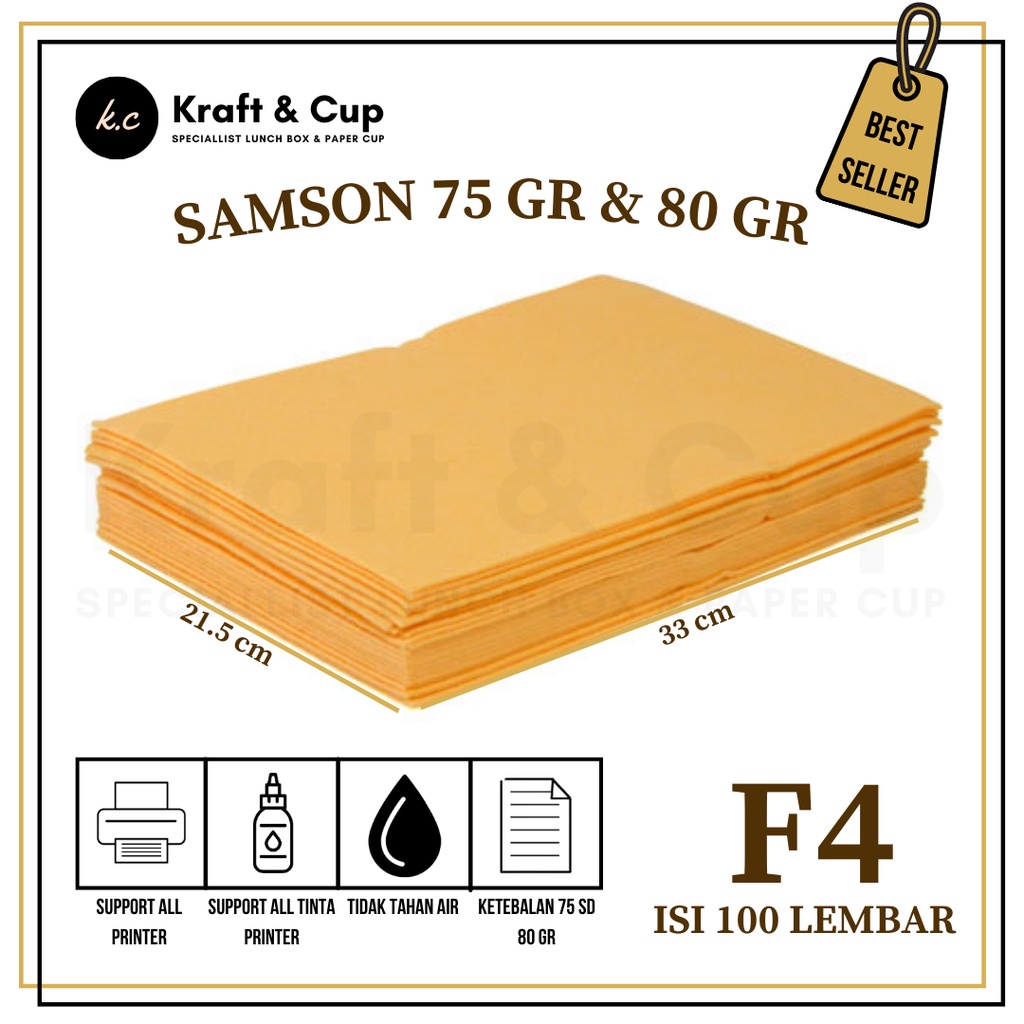 Jual Kertas Samson F4 isi 100 lembar / Kertas Samson 80 gsm / Kertas ...