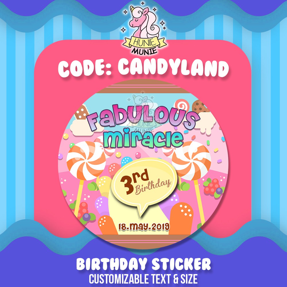 Jual Sticker Birthday Custom - Candy Land Permen (20pcs) Stiker Ulang ...