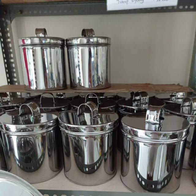 Jual KALENG TOPLES STAINLESS 1,5 KG DAN 2KG UNTUK WADAH TOPING MARTABAK ...