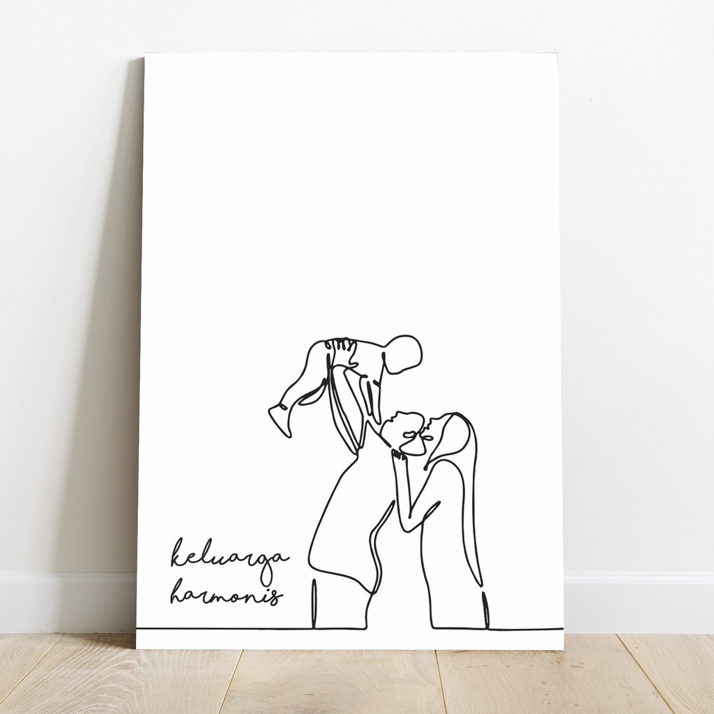 Jual Poster Keluarga Harmonis Ayah Ibu Anak Icon Line Sakinah Dekorasi ...