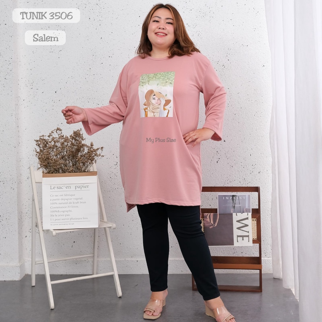 Jual Tunik Kaos Sablon Jumbo 3504, 3506, 3508, 3510, 3512. Ld 130 cm | Shopee Indonesia