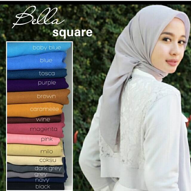 Jual Bella Square Jilbab Hijab Kerudung Segiempat Polycotton. | Shopee ...