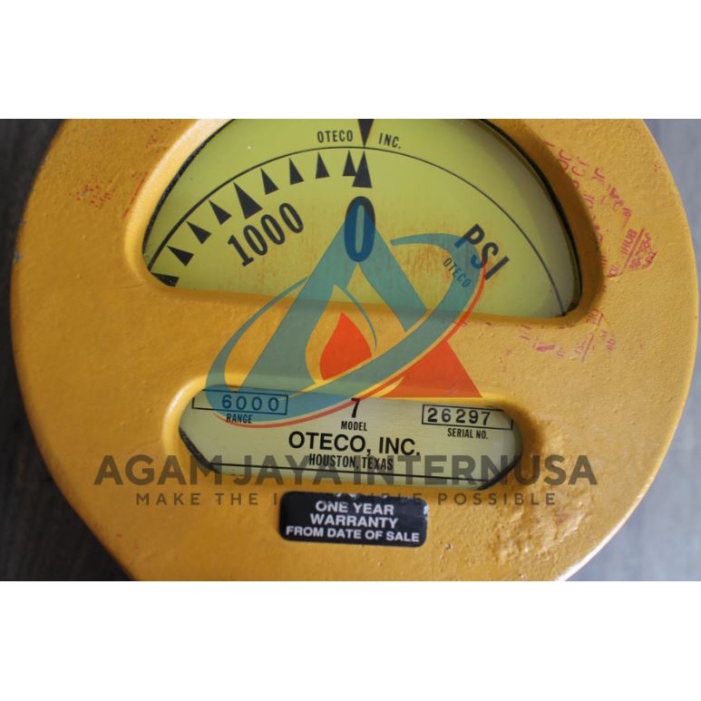 Jual OTECO PRESSURE GAUGE MODEL 7 0-6,000 PSI | Shopee Indonesia