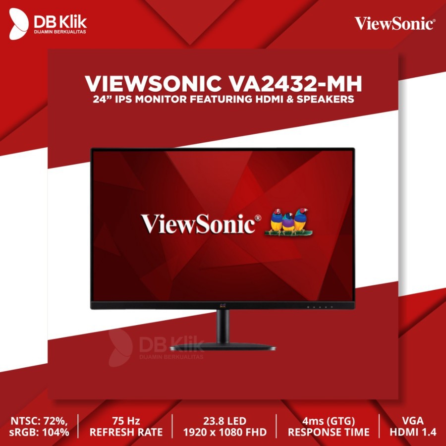 Jual LED Monitor VIEWSONIC VA2432-MH 23.8" IPS 75Hz FHD HDMI VGA ...
