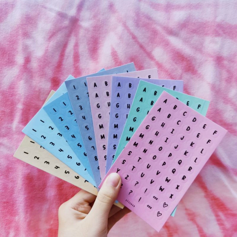 Jual Sticker Alphabet Number Candy Pastel Alfabet Huruf Letters Angka ...
