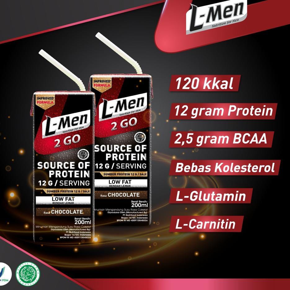 Jual L-Men Hi Protein Chocolate 200 ml isi 2 pack | Shopee Indonesia