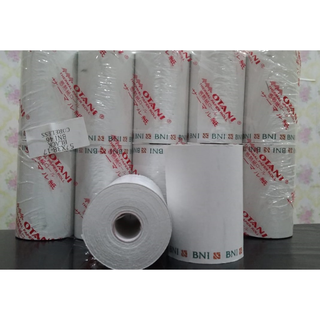 Jual 10 Roll - Kertas thermal BNI, Mandiri, Polos 57x38 mm, BRI 57x33 ...