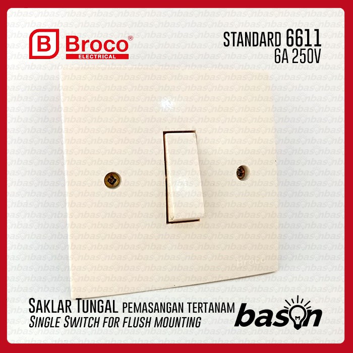Jual BROCO 6611 STD Single Switch - Saklar Tunggal | Shopee Indonesia