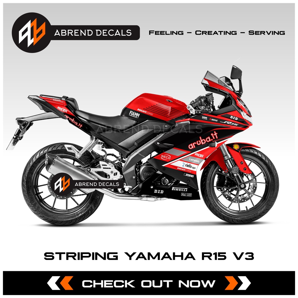 Jual Striping Yamaha R15 V3 Livery Ducati World SBK / Stiker Motor R15 ...