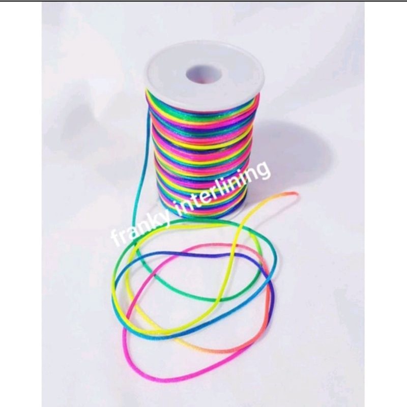 Jual TALI SATIN CINA RAINBOW DIAMETER 2mm HARGA PER ROLL ISI 100 METER ...