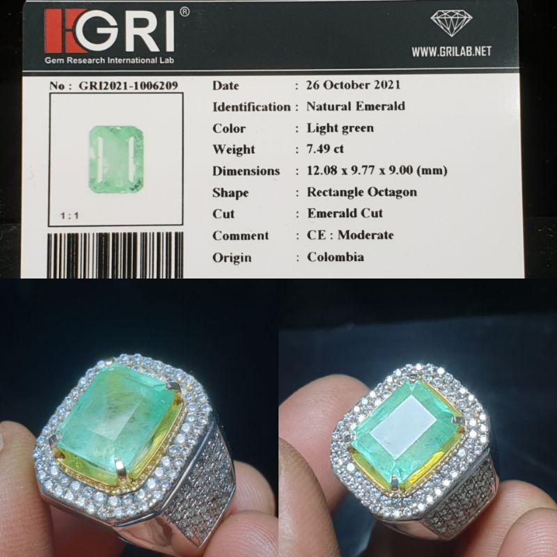 Jual NATURAL EMERALD BERYL ZAMBRUD COLOMBIA RING PERAK [[REAL Picture ...