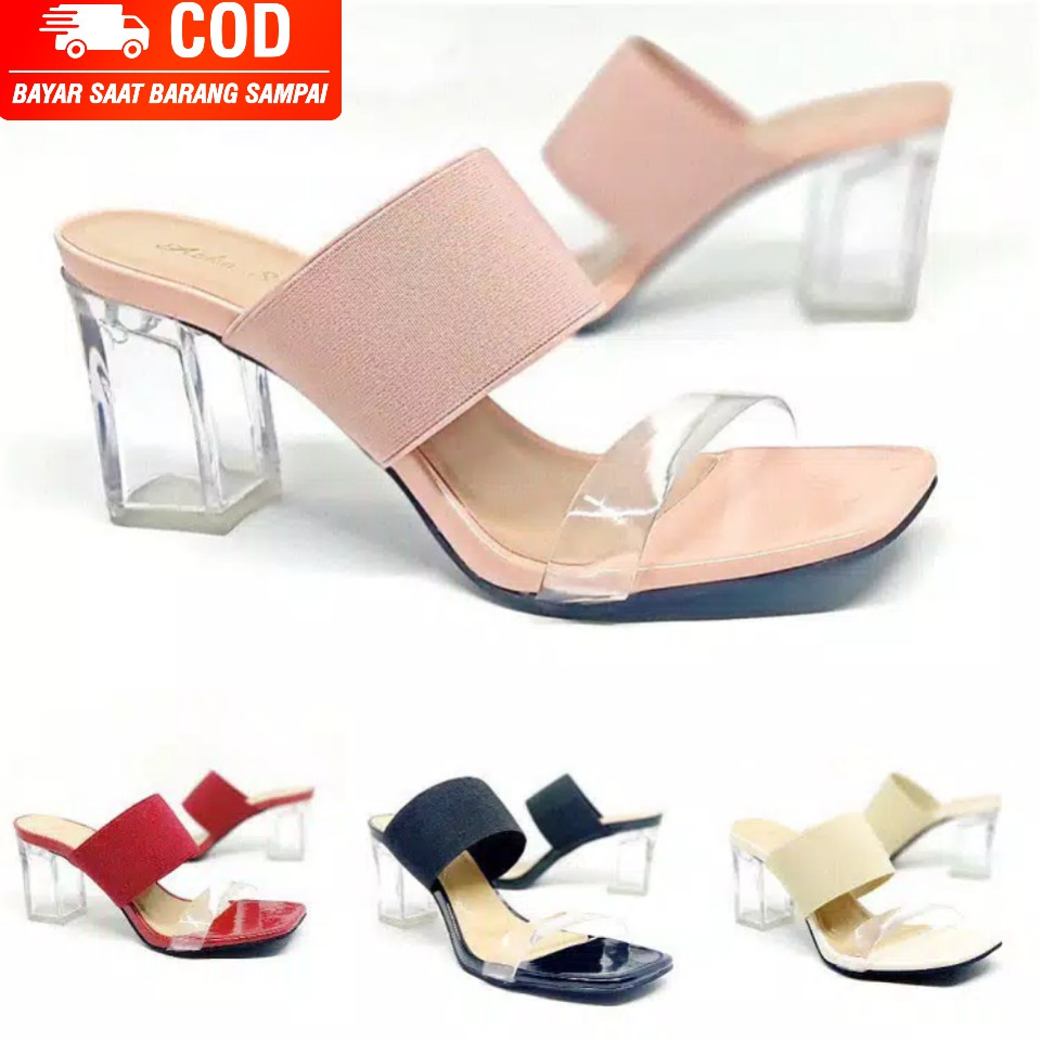Jual Sandal hak kaca/hils/sandal hak/sandal hils model terbaru/hils ...