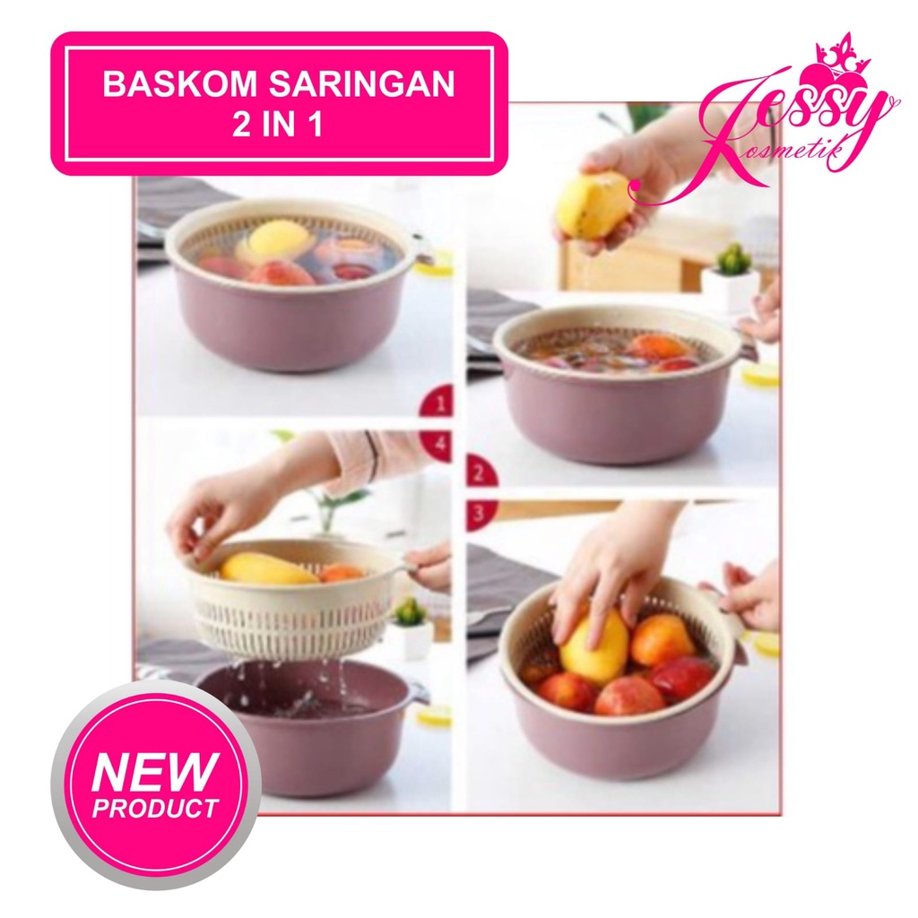 Jual NEW BASKOM SARINGAN 2in1|| KERANJANG PENGERING SAYURAN SERBAGUNA ...