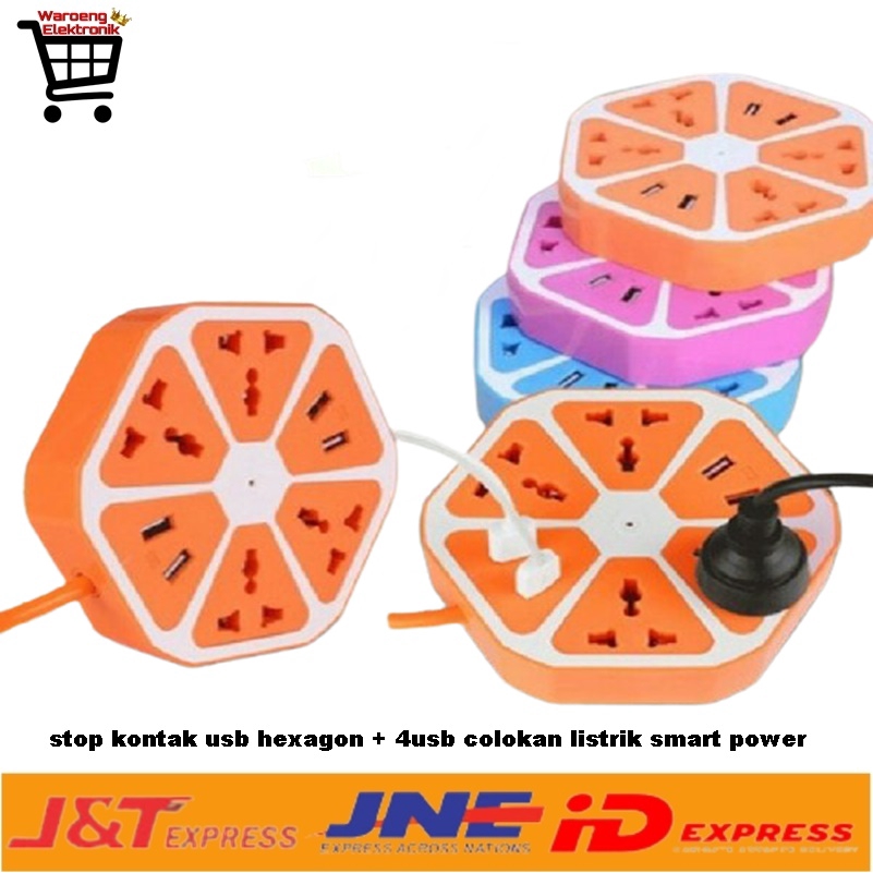 Jual stop kontak usb hexagon + 4usb colokan listrik smart power | Shopee Indonesia