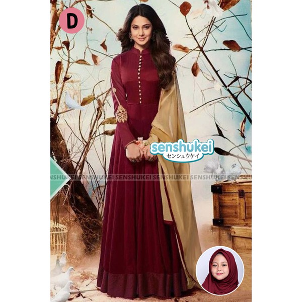 Jual Gamis Dress Anak Baju Muslim Set Hijab Merah Marun Maroon SENS-42D ...