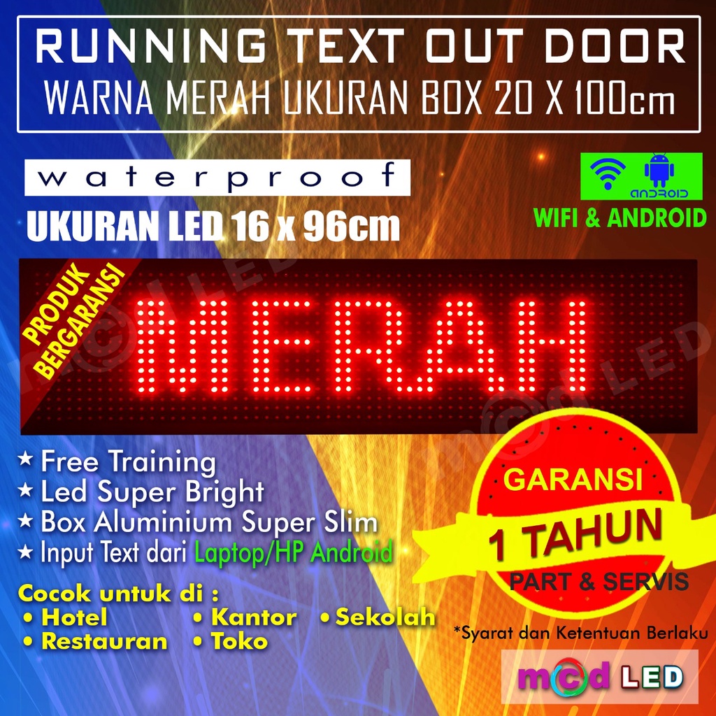 Jual RUNNING TEXT RUNNINGTEXT LED DISPLAY P10 OUTDOOR OUT DOOR WARNA ...