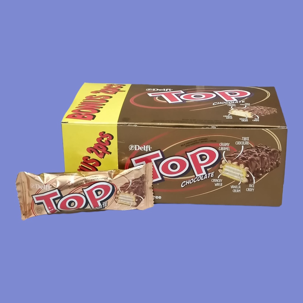 Jual Top Delfi Chocolate Wafer KAramel 9g [24pcs/box] | Shopee Indonesia