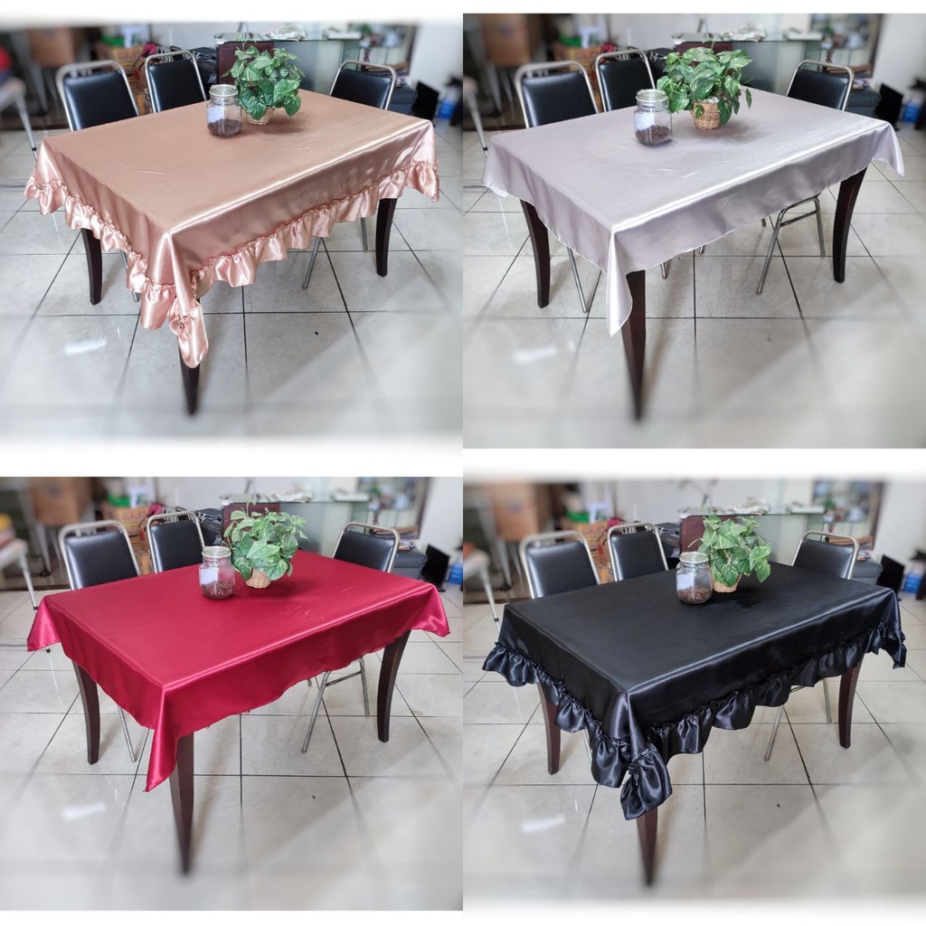Jual Taplak meja makan 4 kursi kotak / persegi dari kain satin polos ...