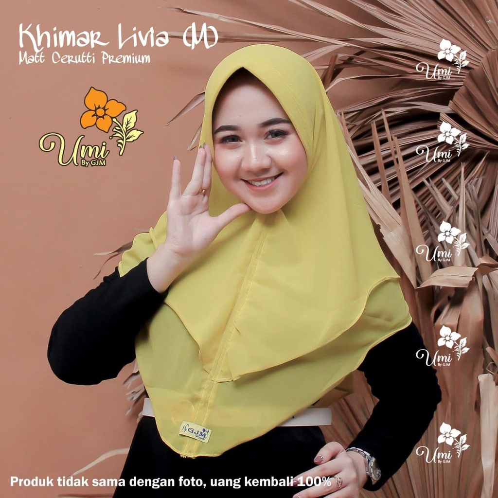 Jual Hijab Instan Khimar Livia 2 Layer Polos Standar M Cerruty Premium