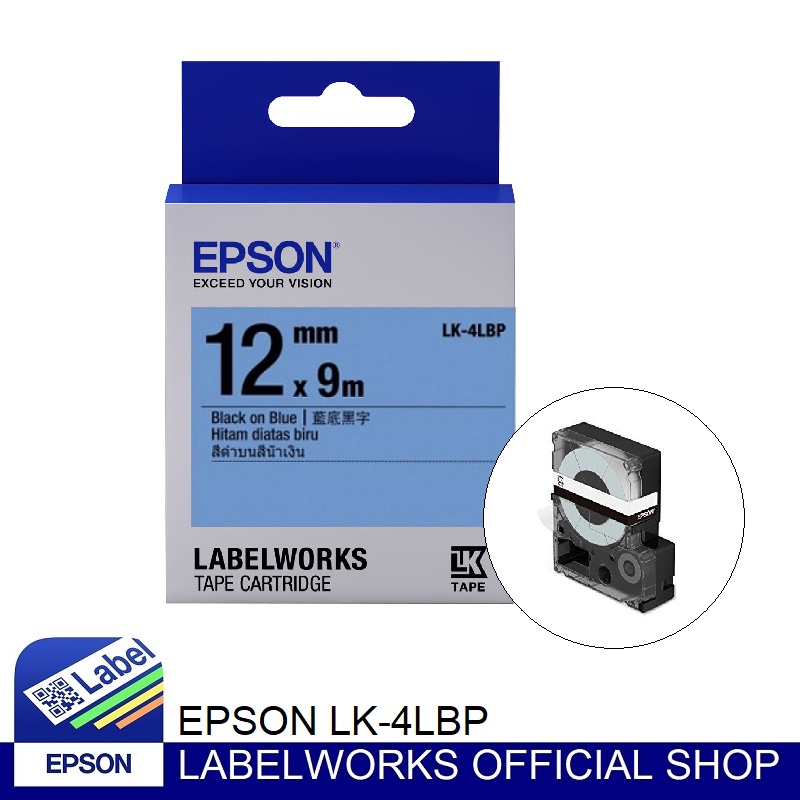 Jual Epson LabelWorks 12Mm Black On Blue 9M Label Tape Cartridge Lk ...