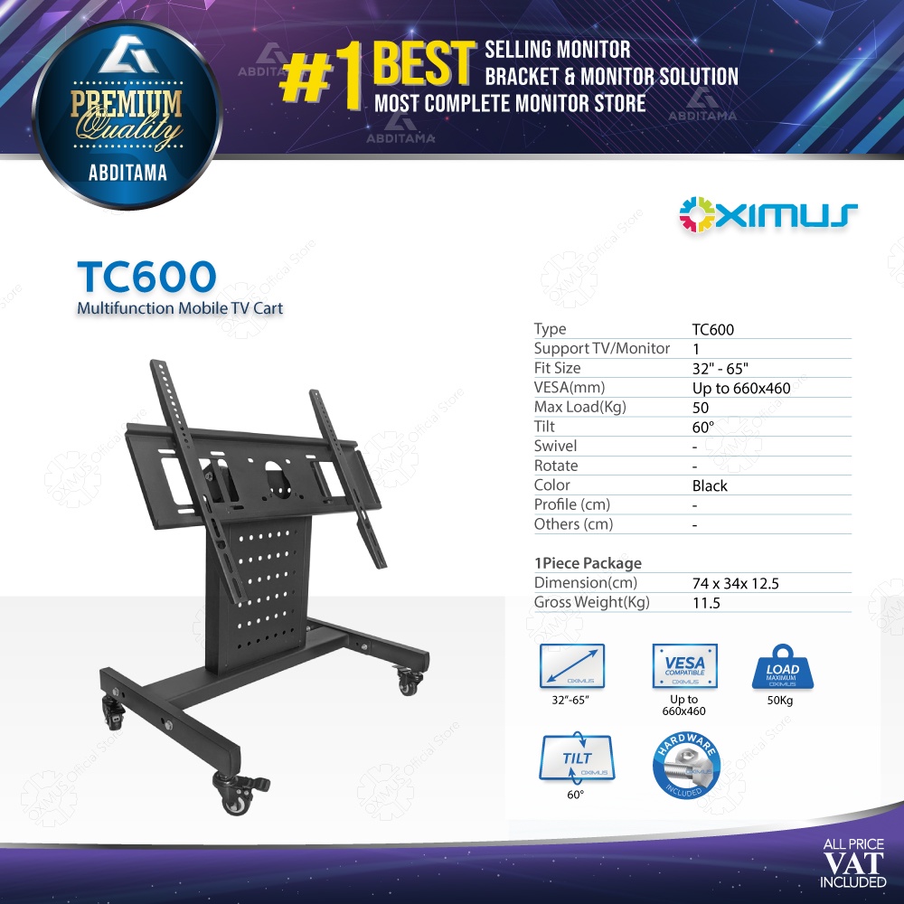Jual OXIMUS TC600 Bracket Stand Roda untuk TV LED Monitor | Shopee ...
