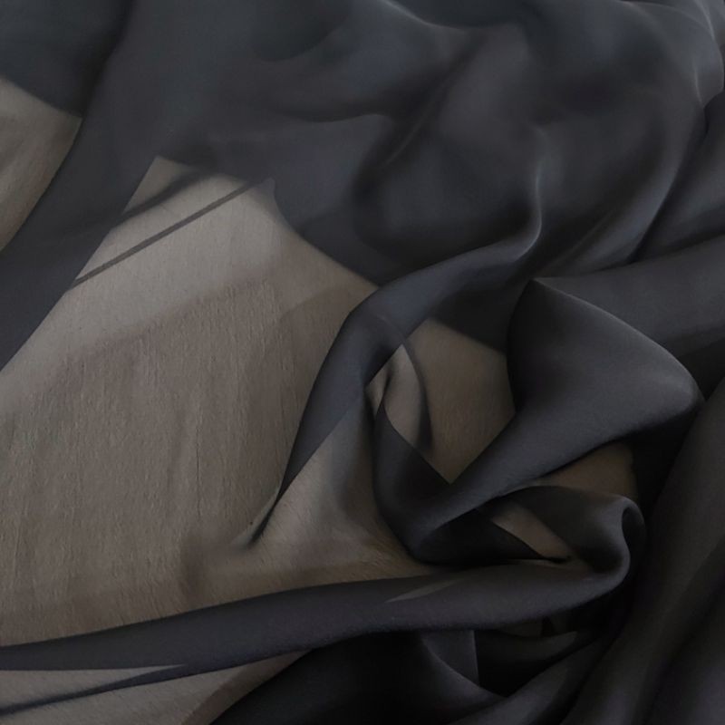 Jual Kain Chiffon Silk / Bahan Sifon Sutra Tipis Halus Ringan Hitam ...
