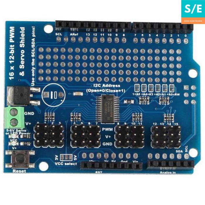 Jual 16 Channel 12 bit PWM / Servo Shield controller robot shield i2c ...