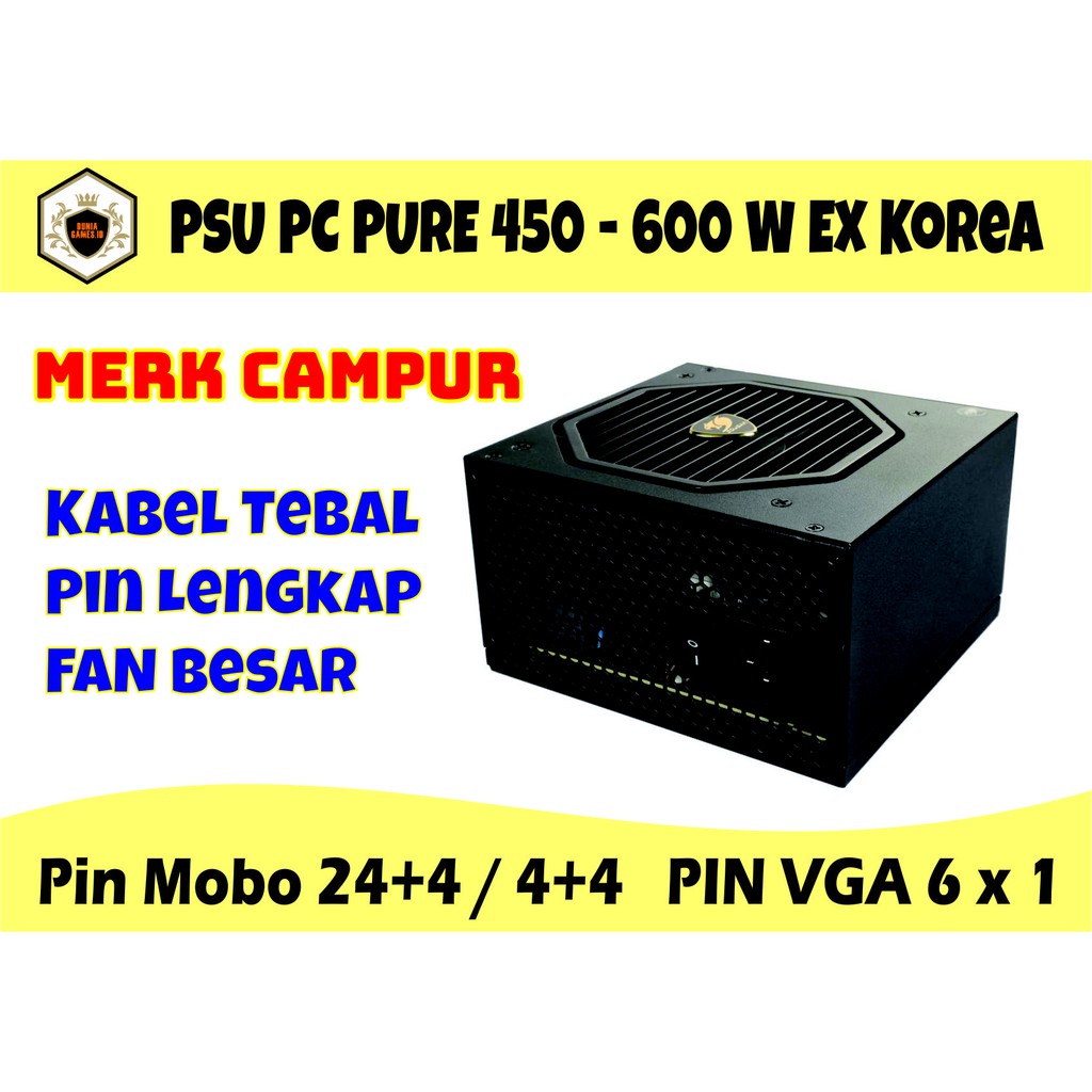 Jual Power Supply / PSU PC Komputer Pure 450-500-600w Ex Korea | Shopee ...