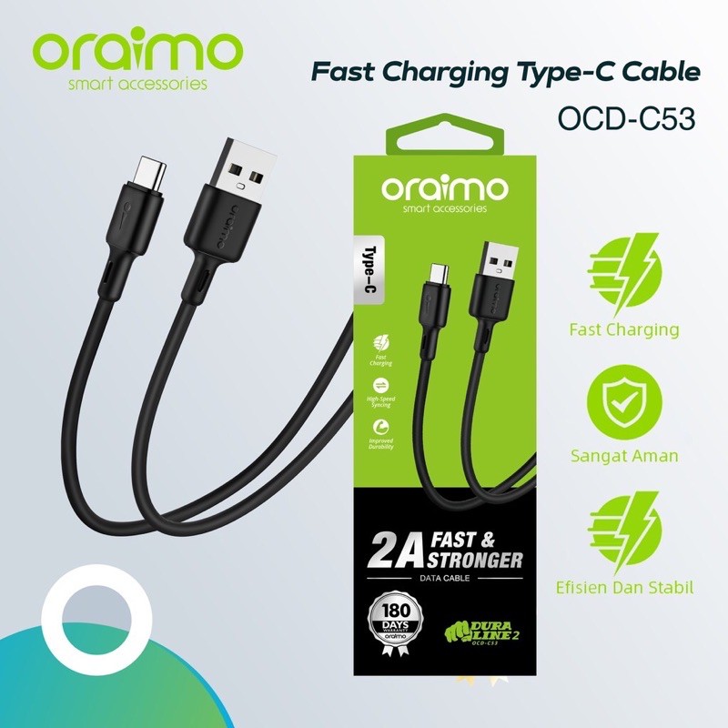 Jual ORAIMO KABEL DATA TYPE C ANDROID USB CABLE FAST CHARGING OCD-C53 ...
