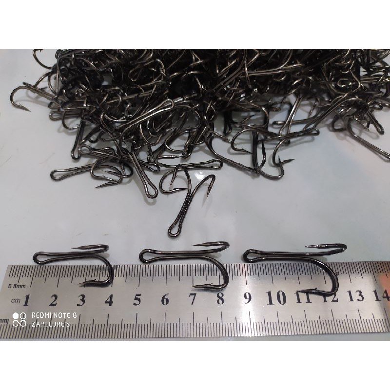 Jual DOUBLE HOOK BLACK NIKEL UKURAN. 1/0. 2/0. | Shopee Indonesia