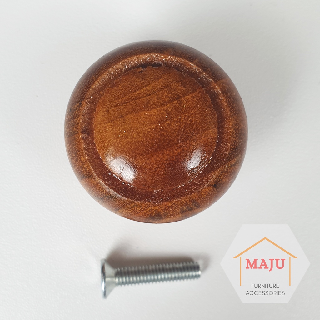 Jual Knob Knop Kayu Bulat Cokelat (Handle Tarikan Meja Laci, Lemari ...