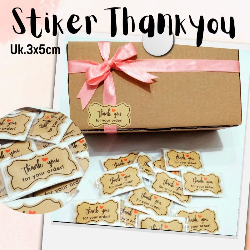 Jual [isi 10pcs] READY STICKER THANK YOU UNIK KERTAS KRAFT/ STIKER ...
