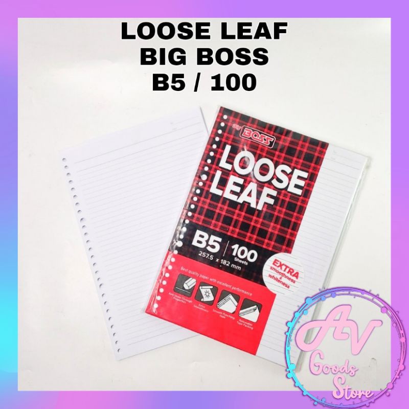 Jual Loose Leaf B5 100 / Kertas Isi Binder Garis / Kertas LOOSE LEAF BIG BOSS B5 100 lembar ...