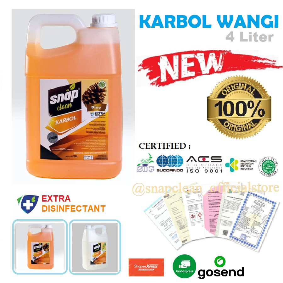 Jual Karbol Snap Clean 4 Liter Extra Disinfektan | Shopee Indonesia