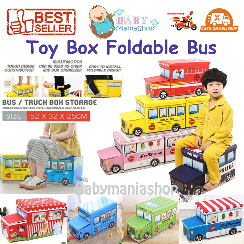 Jual Toy Box Bus Storage Box Car Cartoon Kotak Mainan Organizer Tempat ...