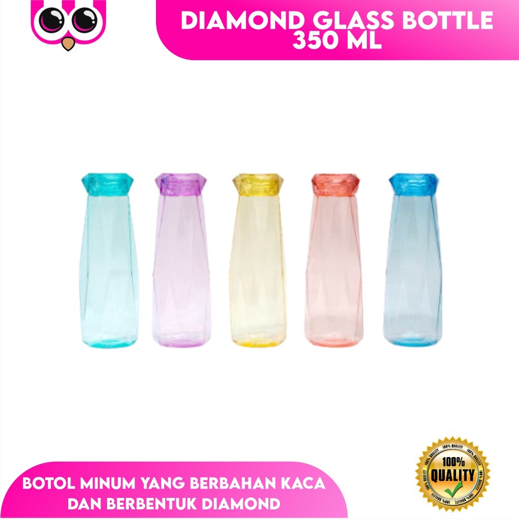 Jual DIAMOND GLASS BOTTLE 350 ML / BOTOL MINUM KACA KRISTAL | Shopee ...