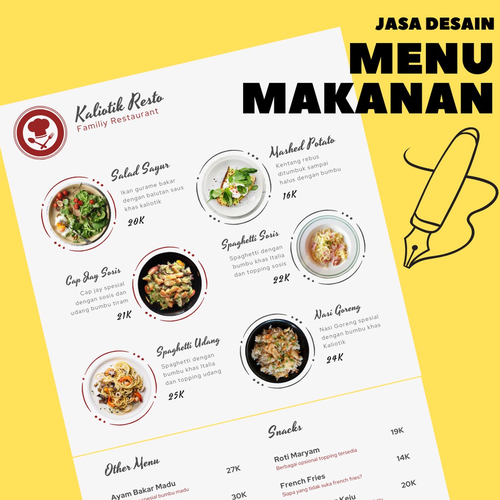 Jual Jasa Desain Menu Makanan Minuman Daftar Harga Resto Olshop ...