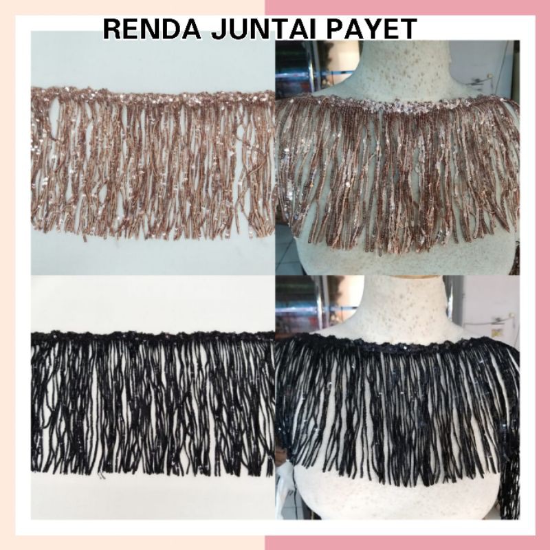 Jual 1 METER - RENDA JUNTAI PAYET/RENDA RUMBAI PAYET | Shopee Indonesia