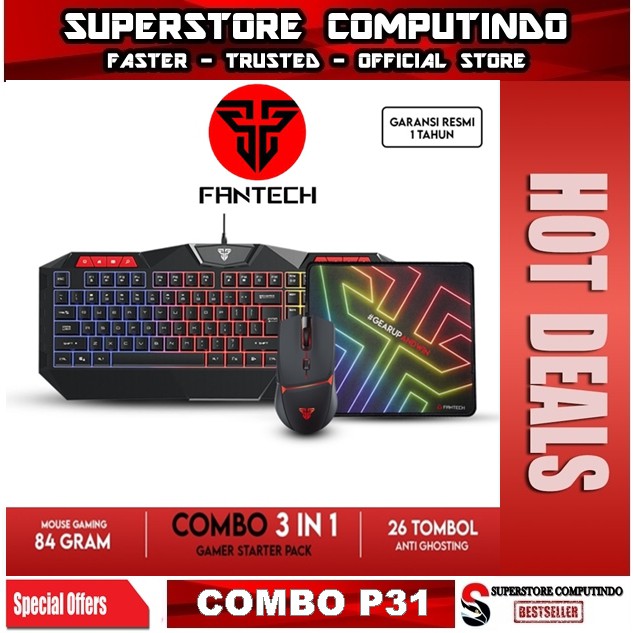 Jual Fantech P31 Gaming Keyboard Mouse Mousepad 3 in 1 Combo | Shopee ...