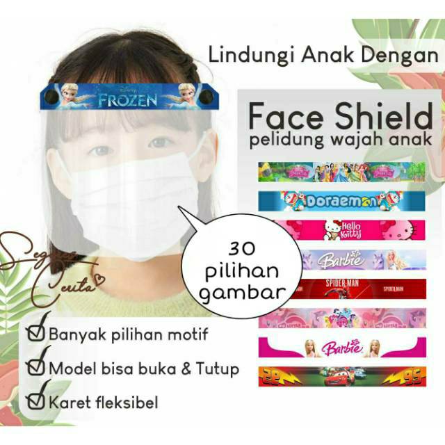 Jual FACE SHIELD ANAK motif paling komplit (model buka tutup dengan busa ati) | Shopee Indonesia