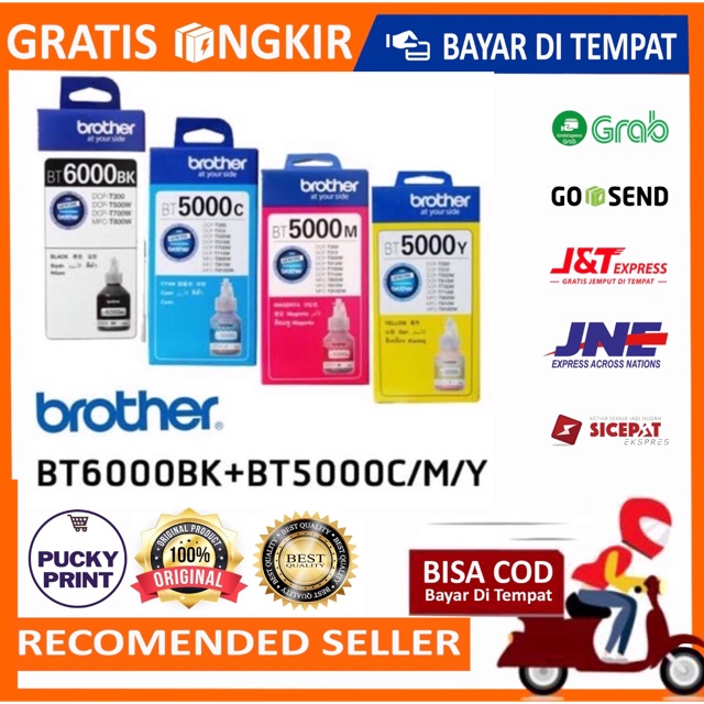 Jual 1 Set Tinta Brother BBT 6000Bk dan BT 5000C Original (4 Botol) Black and Color [C.O.D ...