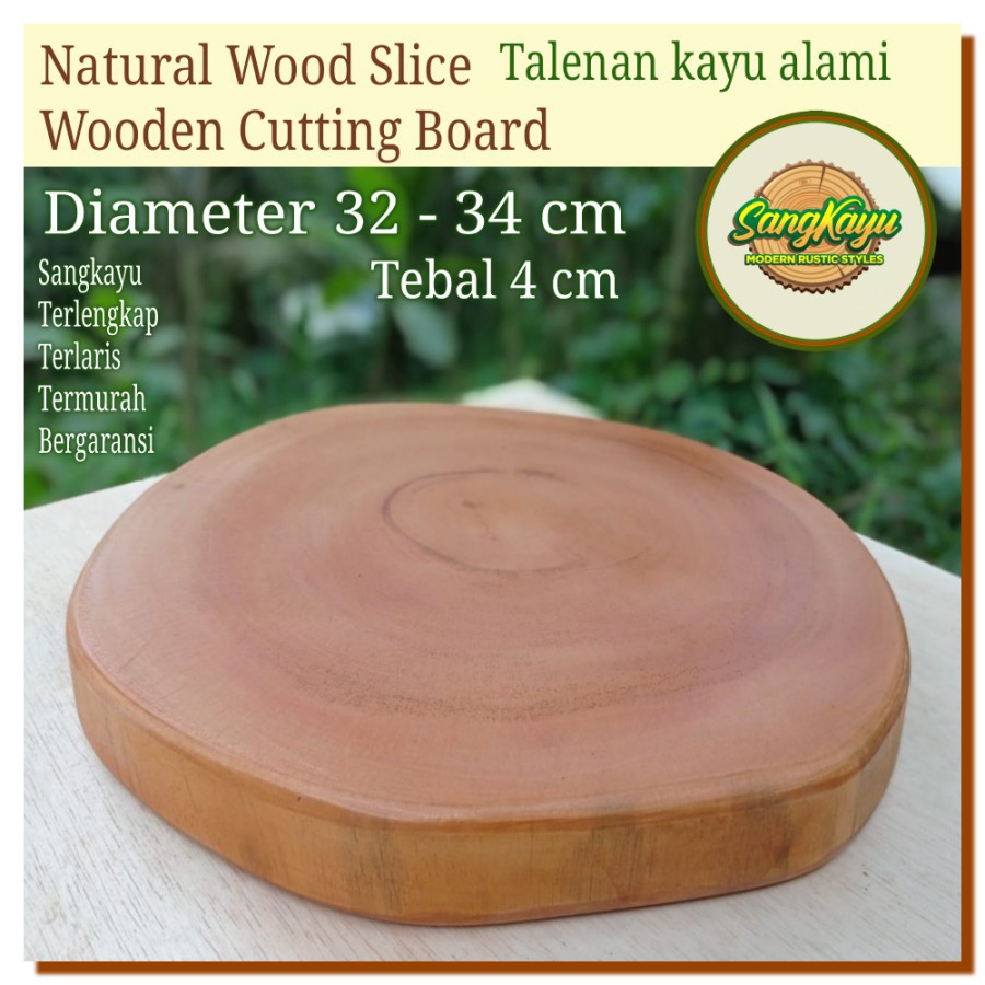 Jual SangKayu Talenan Kayu Besar 32-34x4 cm Bentuk Alami Tatakan Kayu ...