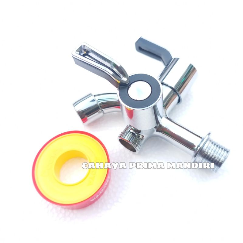 Jual KERAN SHOWER DOUBLE KRAN CABANG STAINLESS CHROME 1/2 INCH KERAN AIR DOUBLE ENGKOL BALING ...